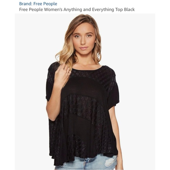 Free People | Tops | Free People Black Short Sleeve Top Defected | Poshmark
